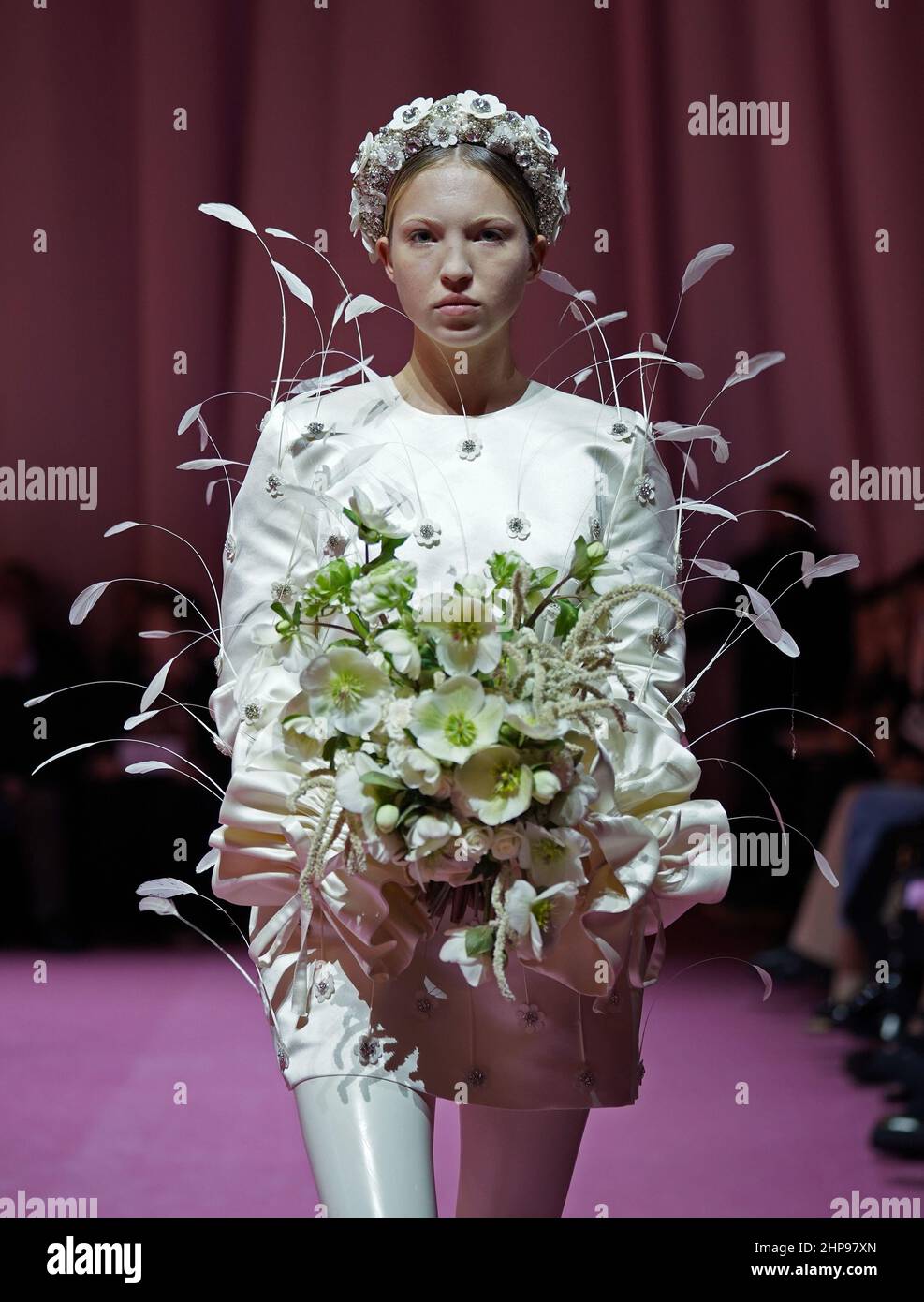 Lila Moss on the catwalk during the Richard Quinn show at the Lindley ...