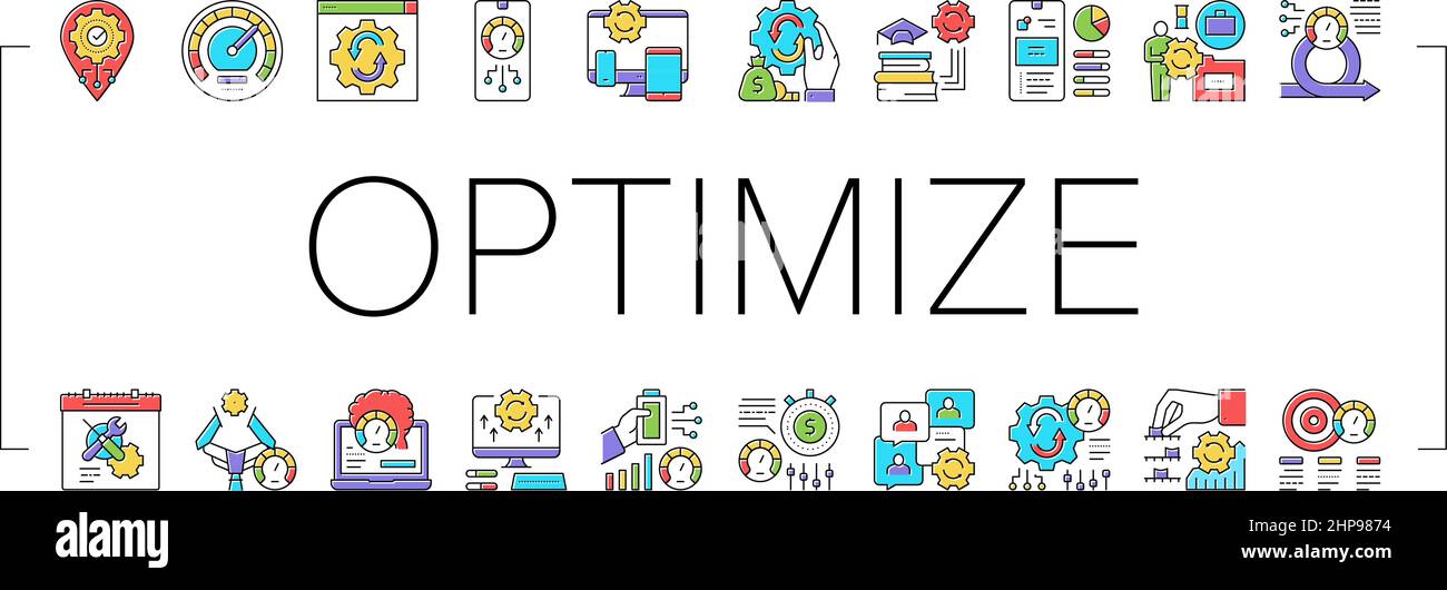 Optimize Operations Collection Icons Set Vector Stock Vector Image ...