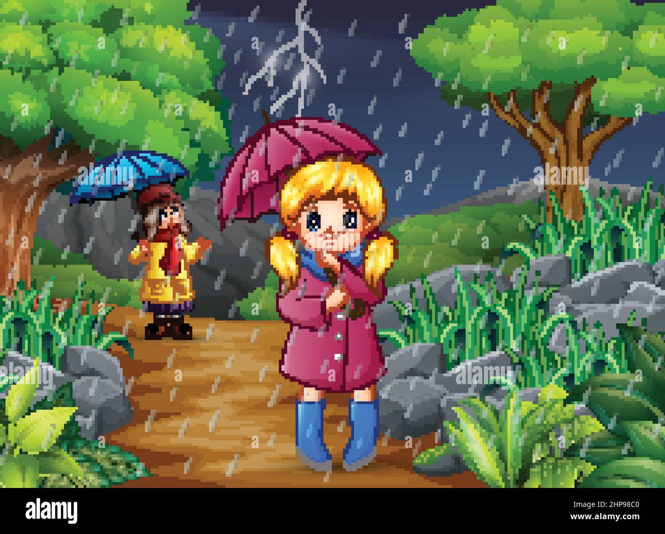 Town in the rain Stock Vector Images - Alamy