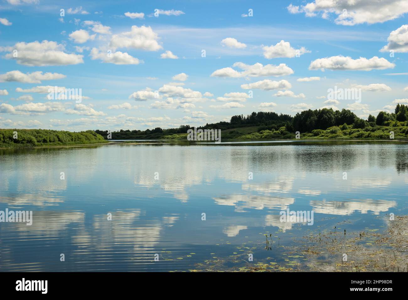 Beautiful Landscape with reflection on River Sky and Clouds Stock Photo ...