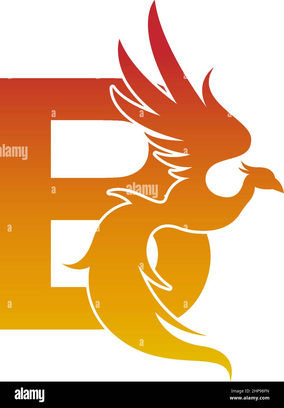 Letter B icon with phoenix logo design template Stock Vector Image ...