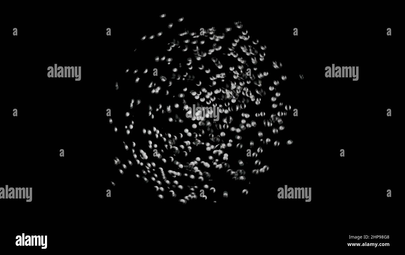 Many white particles moving chaotically with different speed on black ...