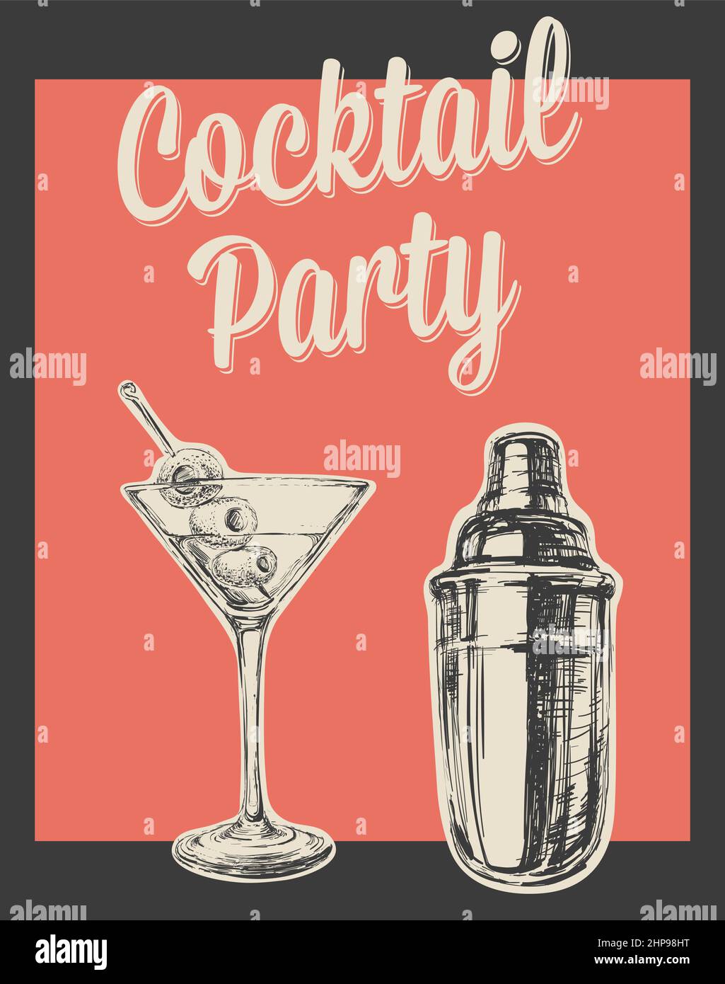 Cocktail Party Invitation Poster Cocktail Party Invitation Poster Stock ...