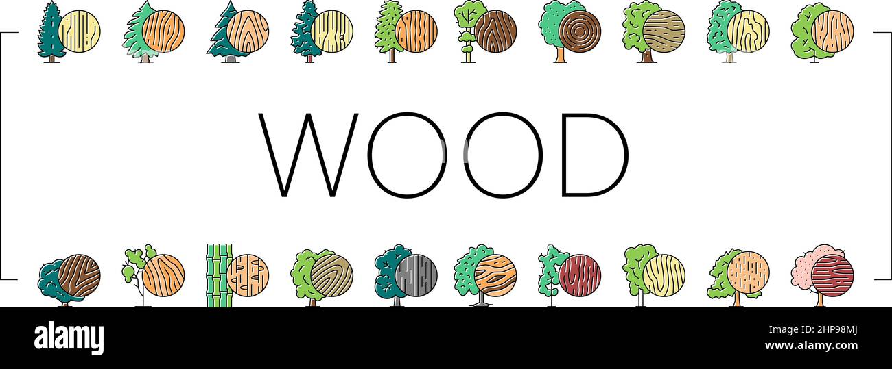 Wood Land Growth Natural Tree Icons Set Vector Stock Vector Image & Art ...