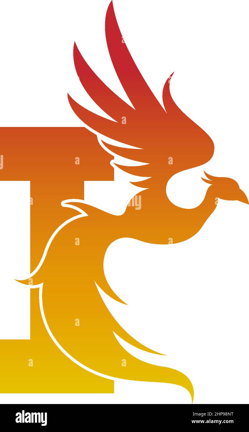 Letter I icon with phoenix logo design template Stock Vector Image ...