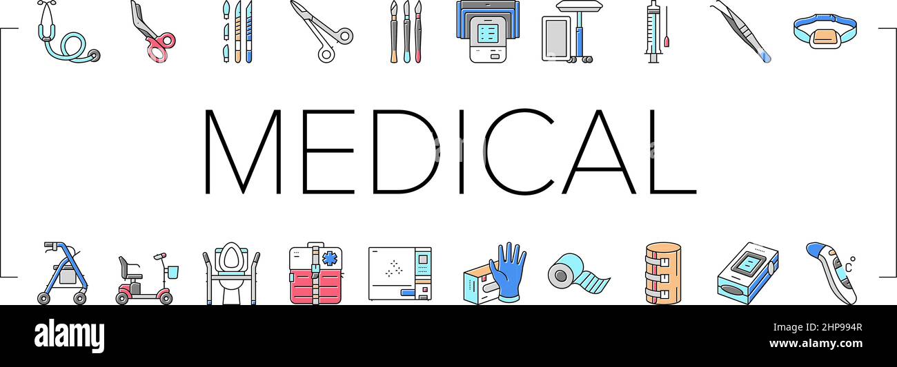 Medical Instrument And Equipment Icons Set Vector Stock Vector Image ...