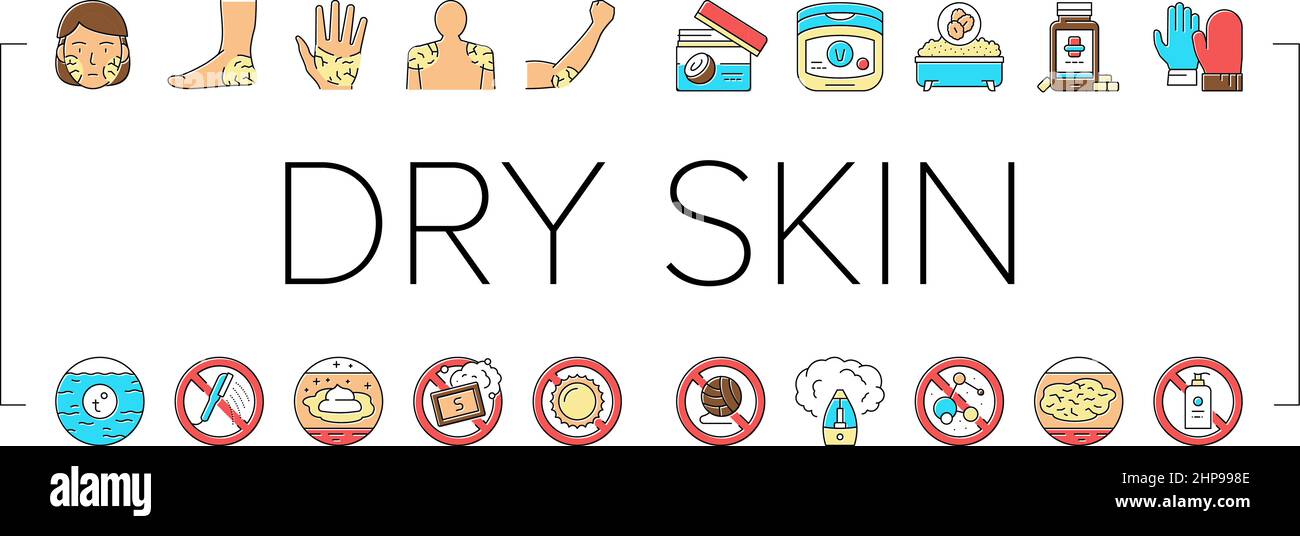 Dry Skin Treatment Collection Icons Set Vector Stock Vector Image & Art ...
