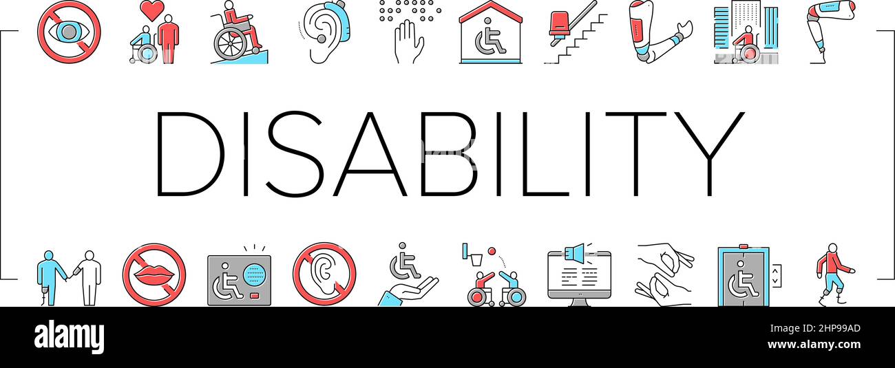 Disability Technology Collection Icons Set Vector Stock Vector Image ...