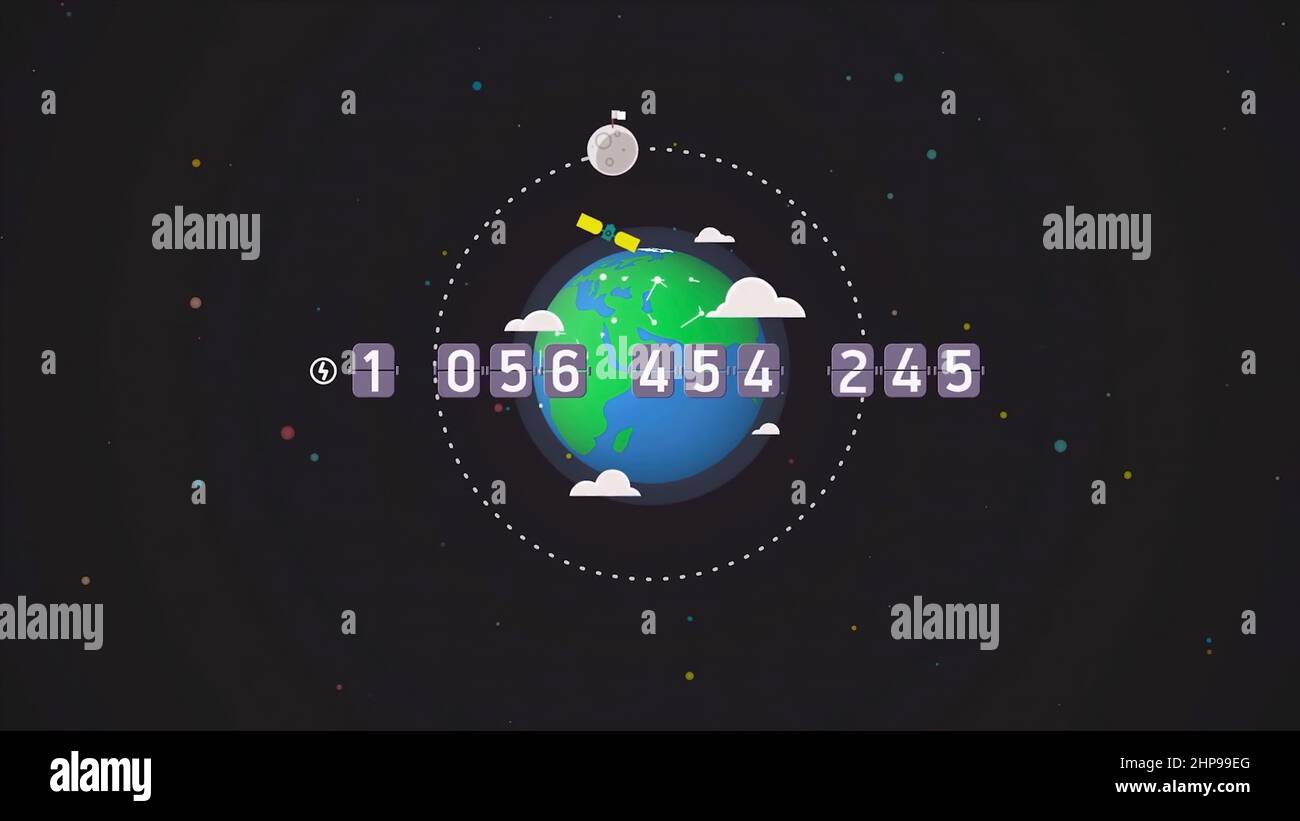 Flying UFO with a place for message on the Earth globe in outer space ...