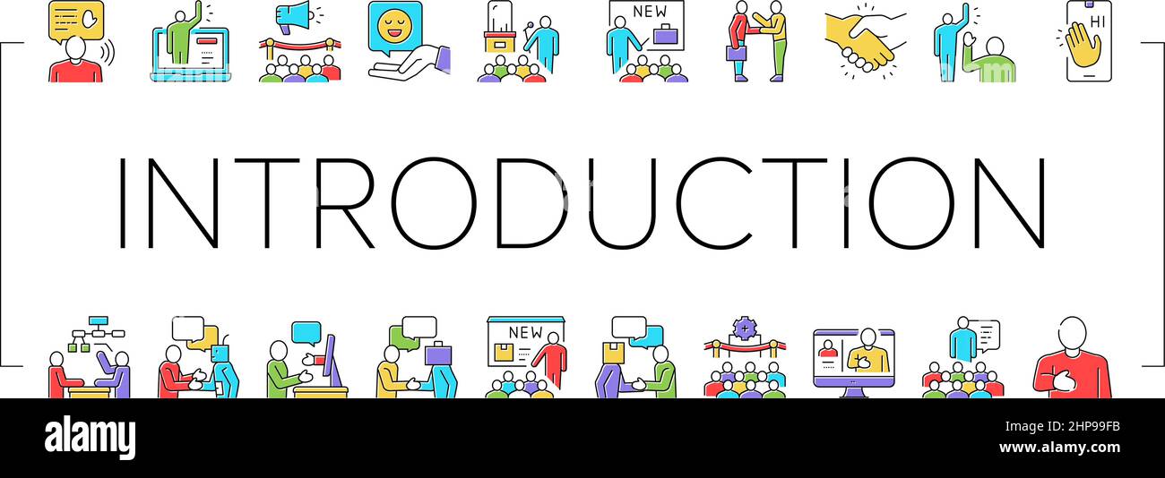 Introduction Speech Collection Icons Set Vector Stock Vector Image
