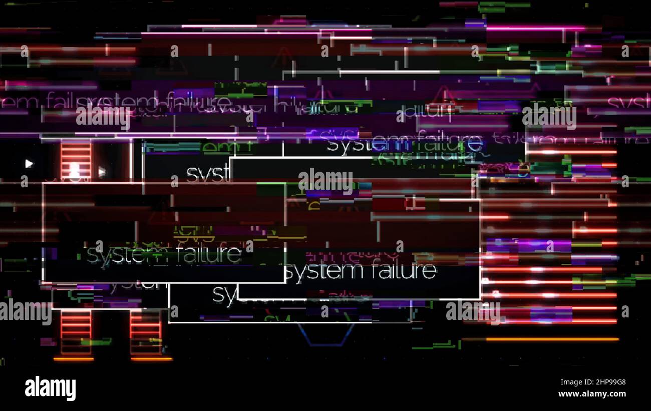 Program on the computer screen interrupted by system failure message ...