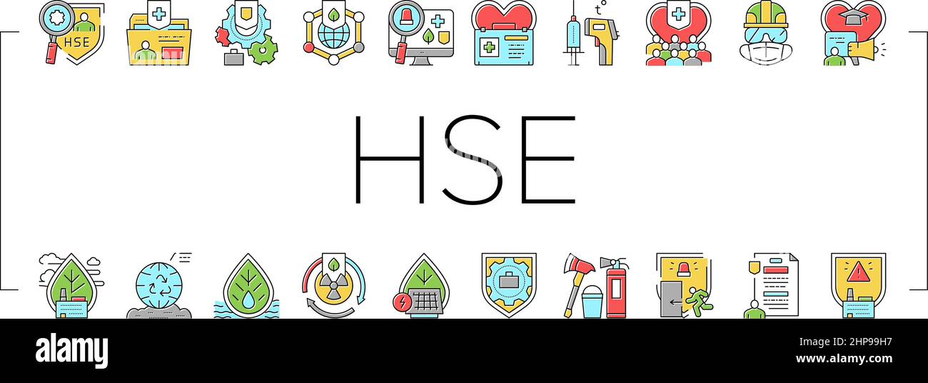 Health Safety Environment Hse Icons Set Vector Stock Vector Image & Art ...