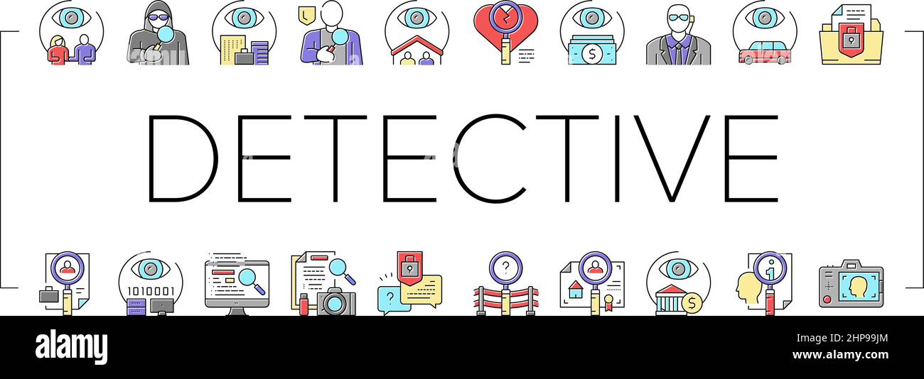 Private Detective Collection Icons Set Vector Stock Vector Image & Art ...