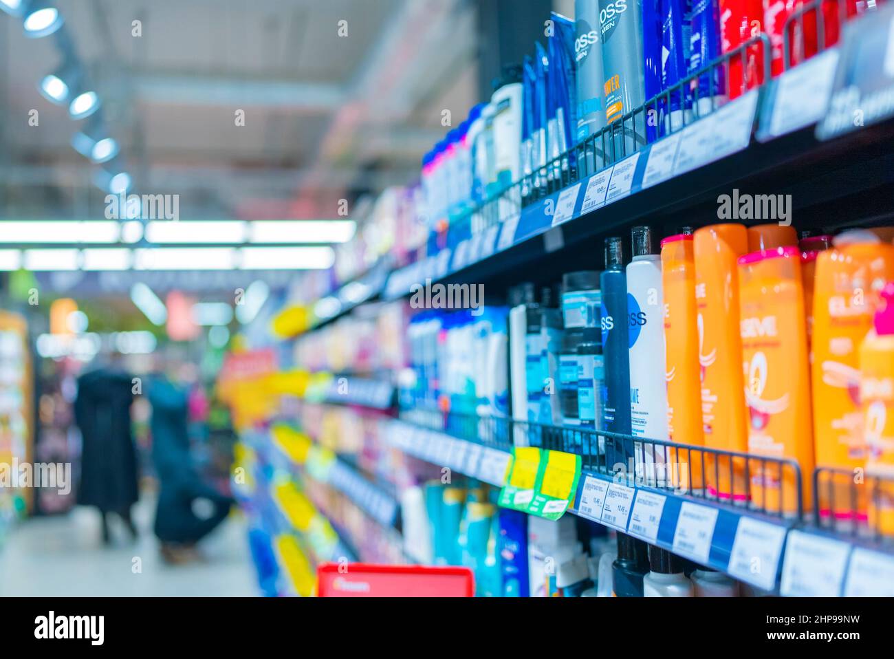 goods on the shelves in the store with Russian price tags Stock Photo ...