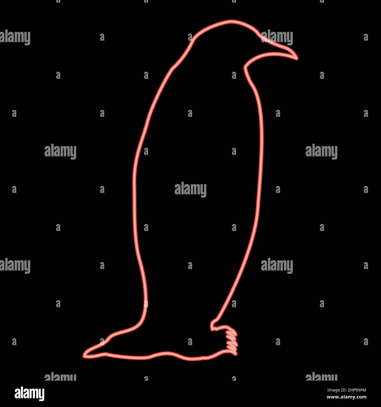 Neon penguin red color vector illustration image flat style Stock ...