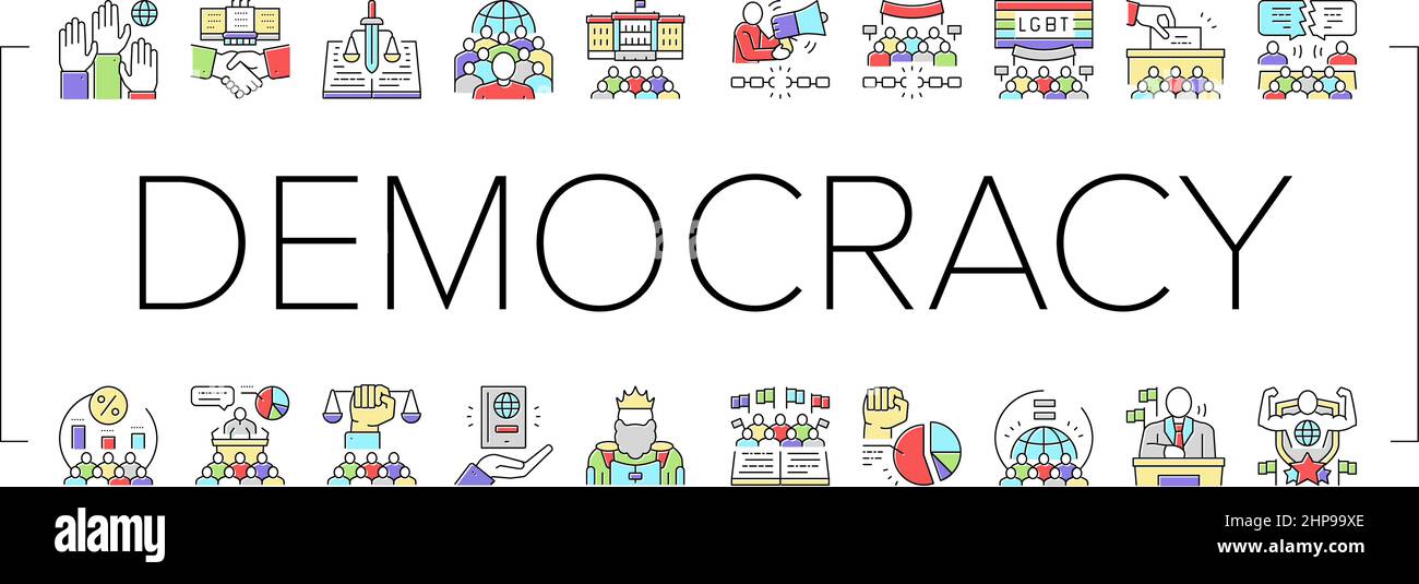 Democracy Government Politic Icons Set Vector Stock Vector Image & Art ...