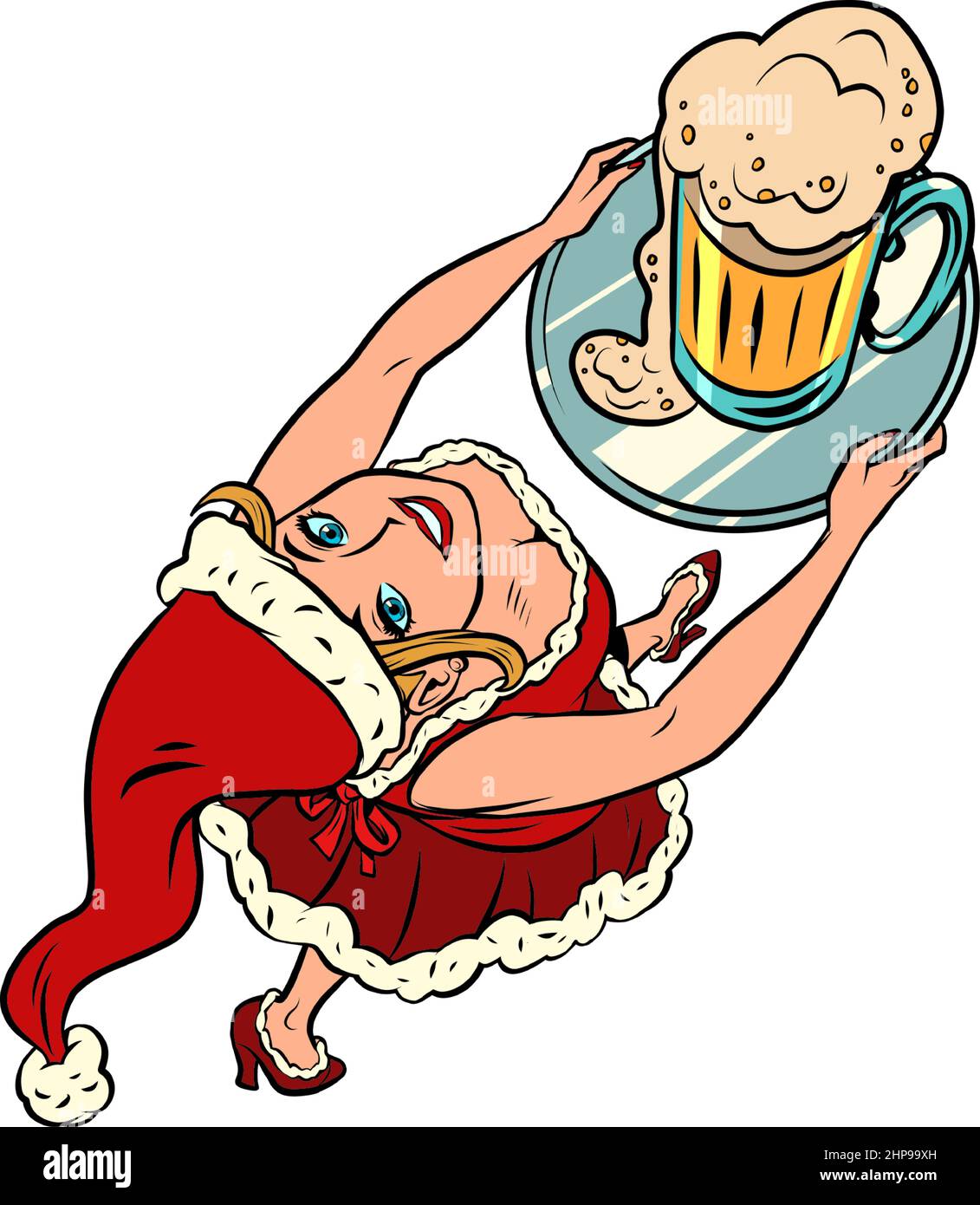 Santa claus drinking beer Stock Vector Images - Alamy