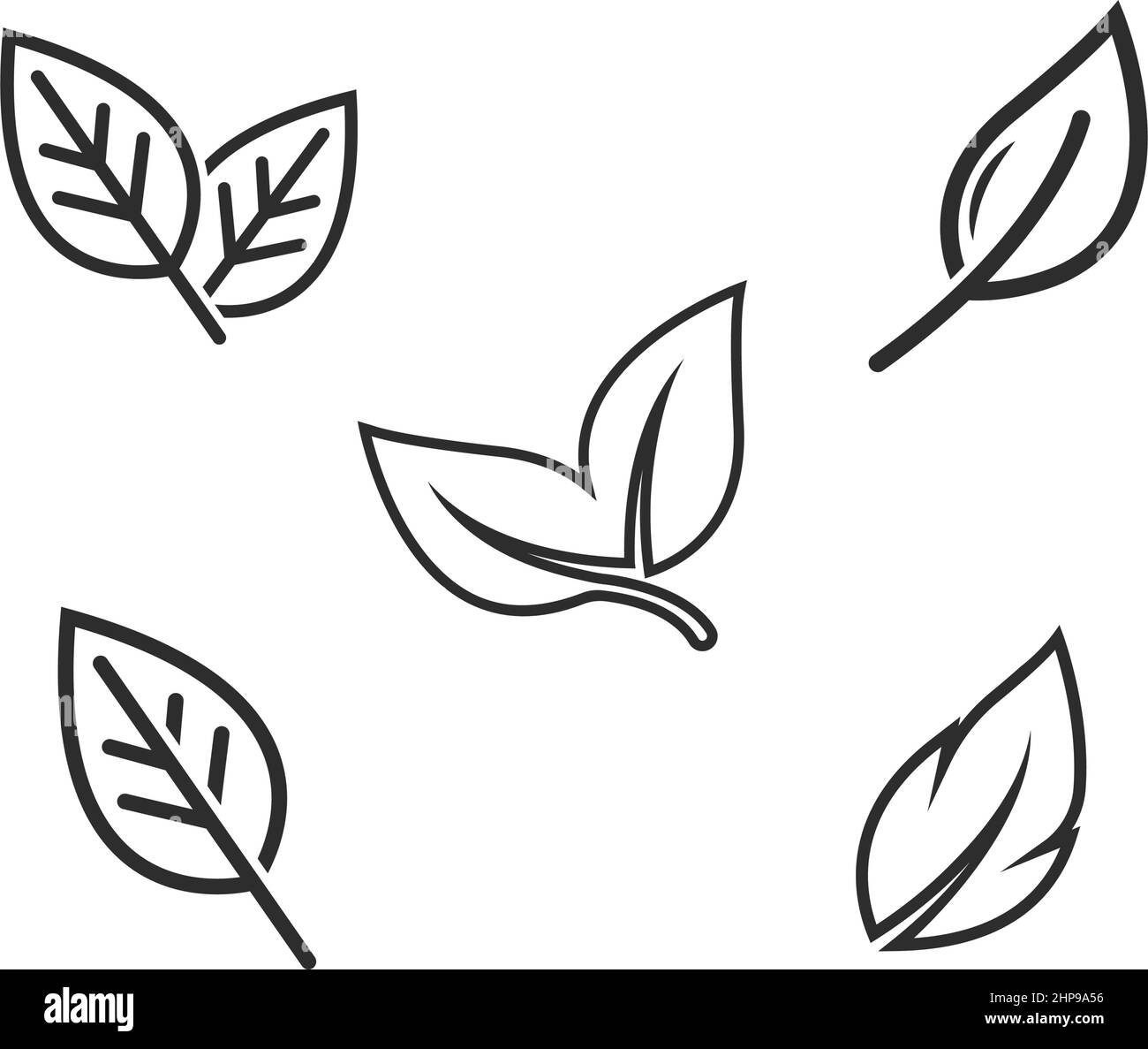 organic leaves line icon vector design template Stock Vector Image ...