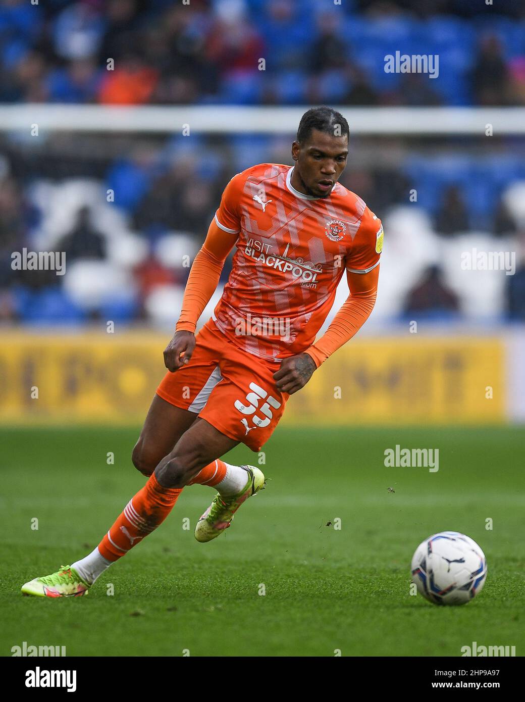Dujon Sterling #35 of Blackpool in action during the game Stock Photo ...
