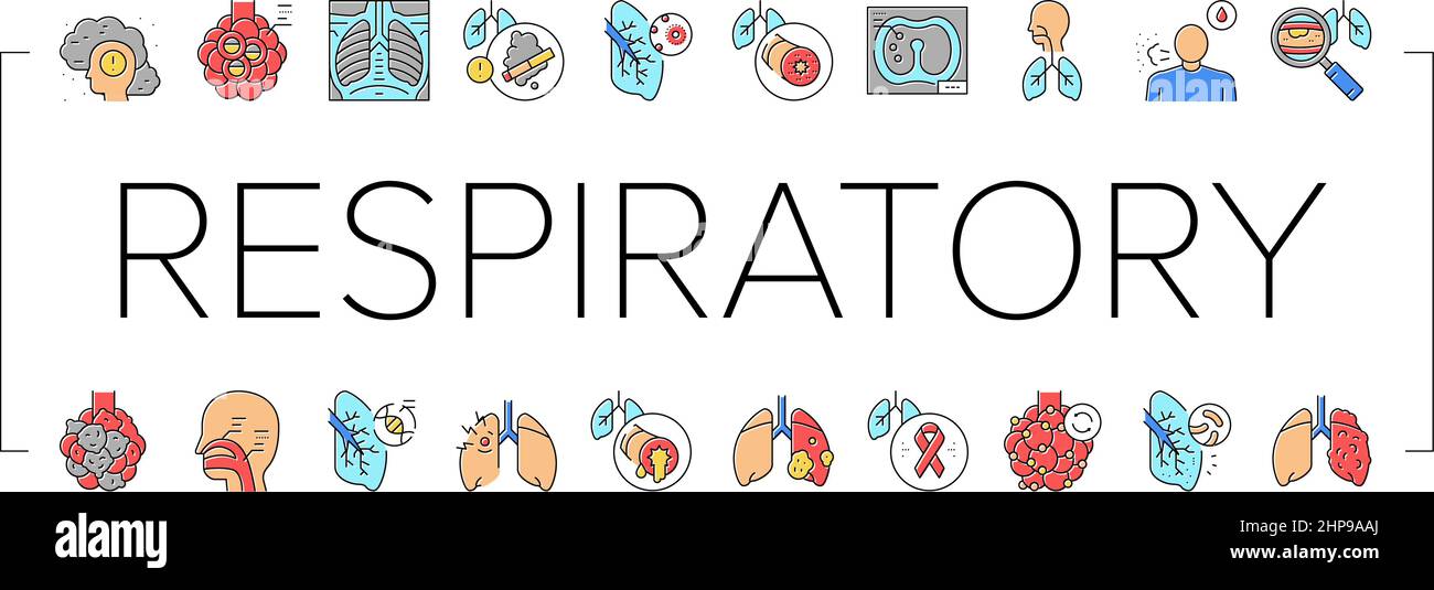 Respiratory Disease Collection Icons Set Vector Stock Vector Image ...