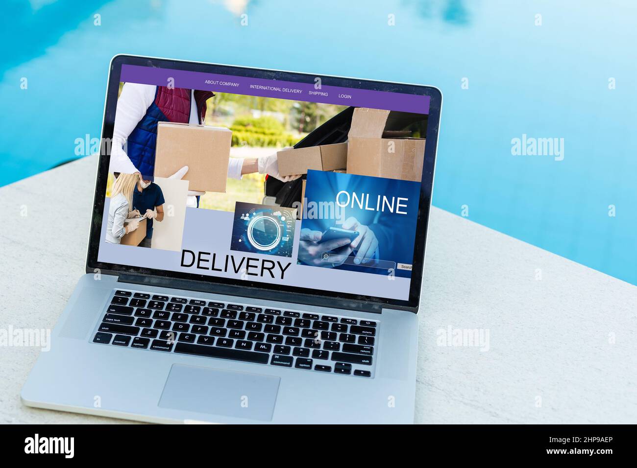 Laptop screen displaying a delivery tracking concept Stock Photo - Alamy