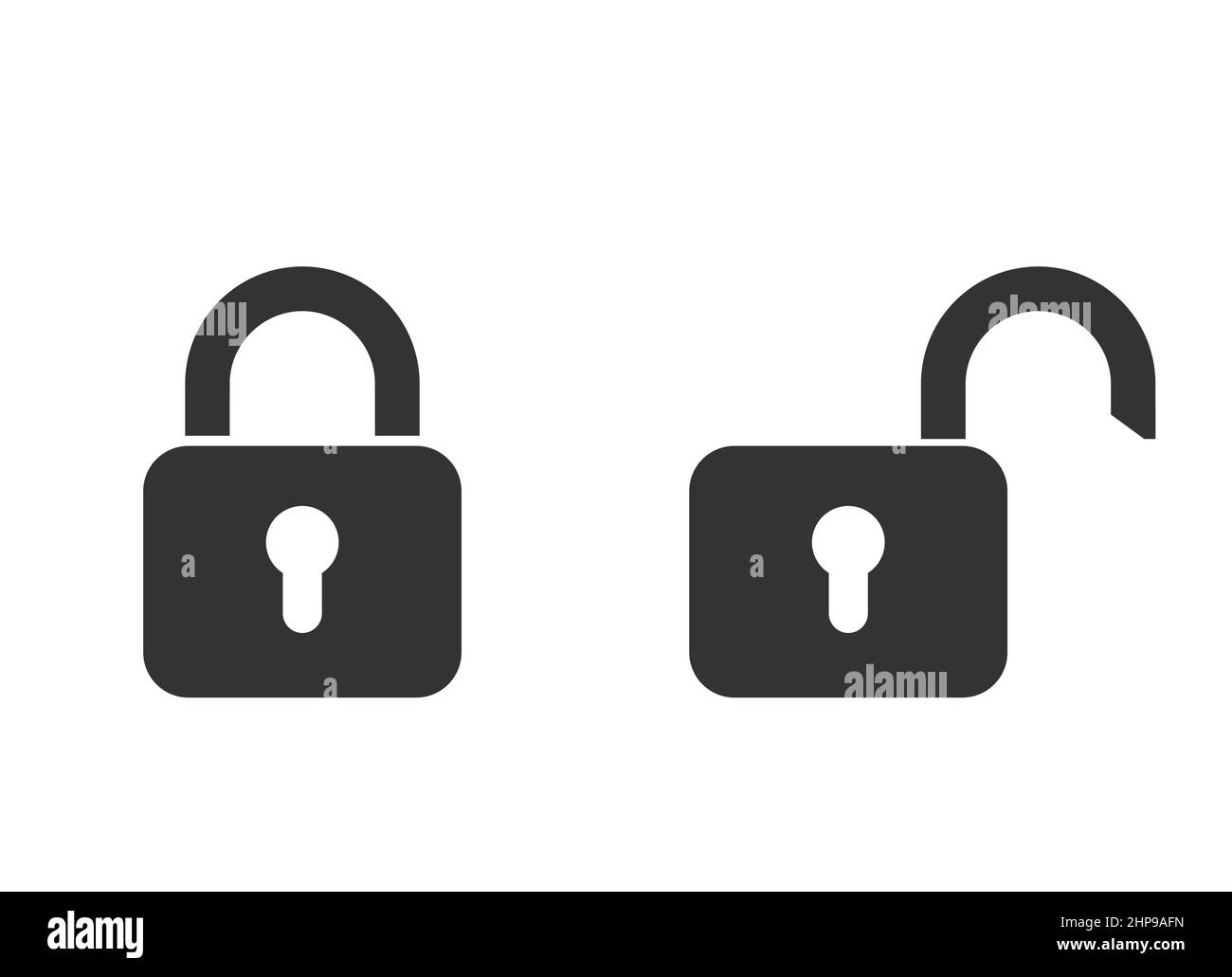 Padlock icon password privacy access. Safe mode symbol. Open locked flat sign for app. Unlock ...