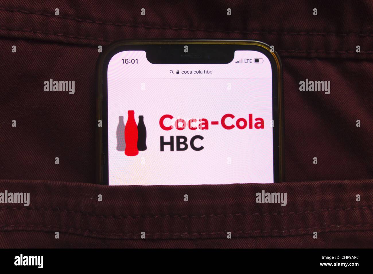 KONSKIE, POLAND - February 18, 2022: Coca Cola HBC company logo ...