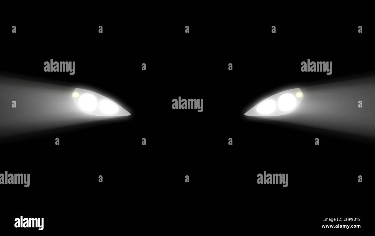 Silhouette of car with headlights on black background. Car headlights ...