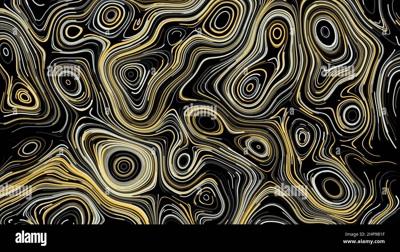 Abstract animation of curved yellow lines moving along the same complex ...