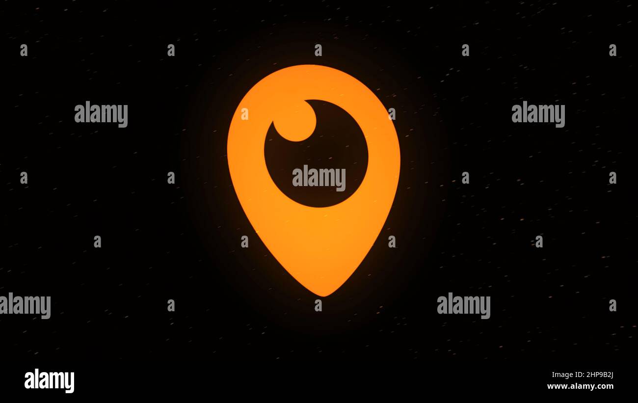 Black crescent in the oval shaped figure on black background, night sky ...