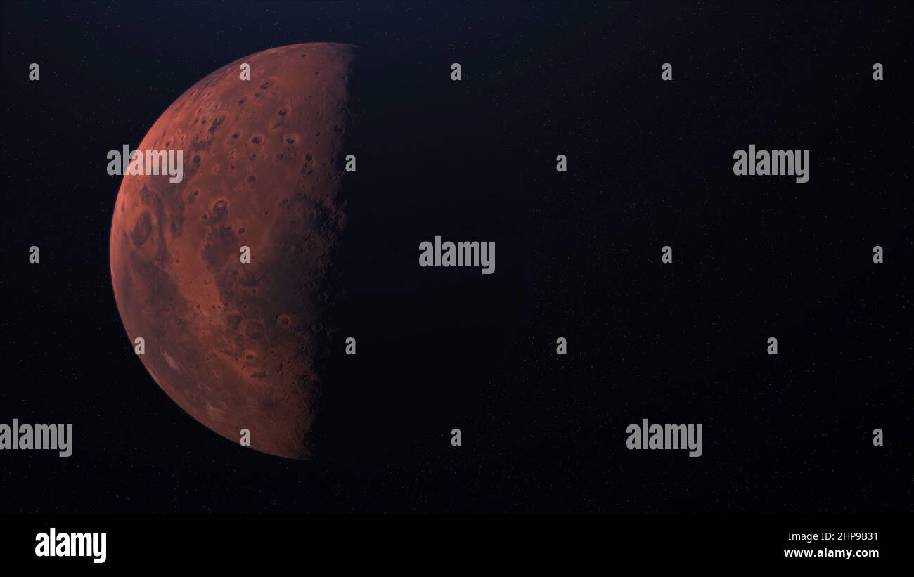 Abstract realistic beautiful planet Mars on deep space background ...