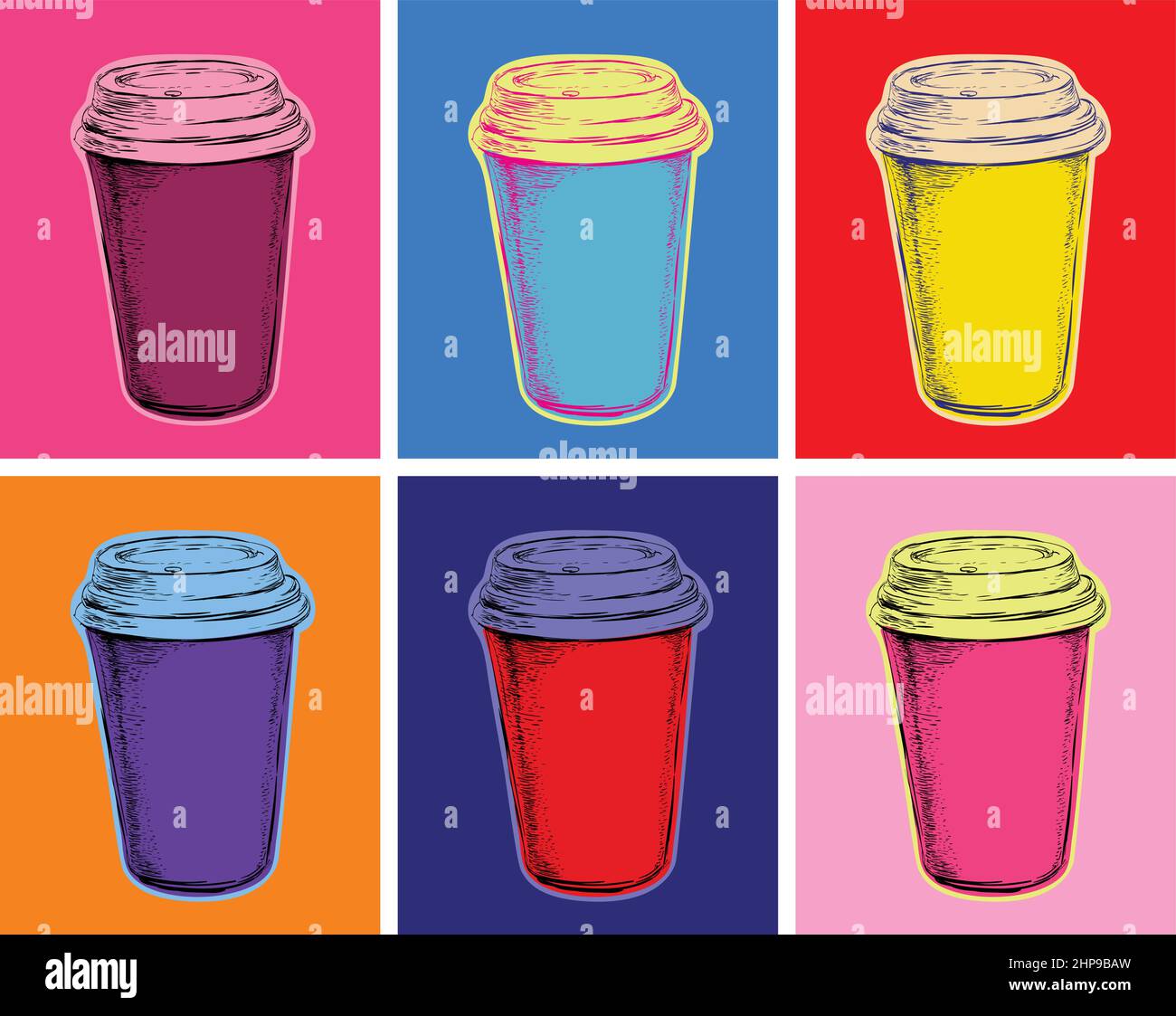 Set Coffee Mug Vector Illustration Pop Art Style Stock Vector Image ...