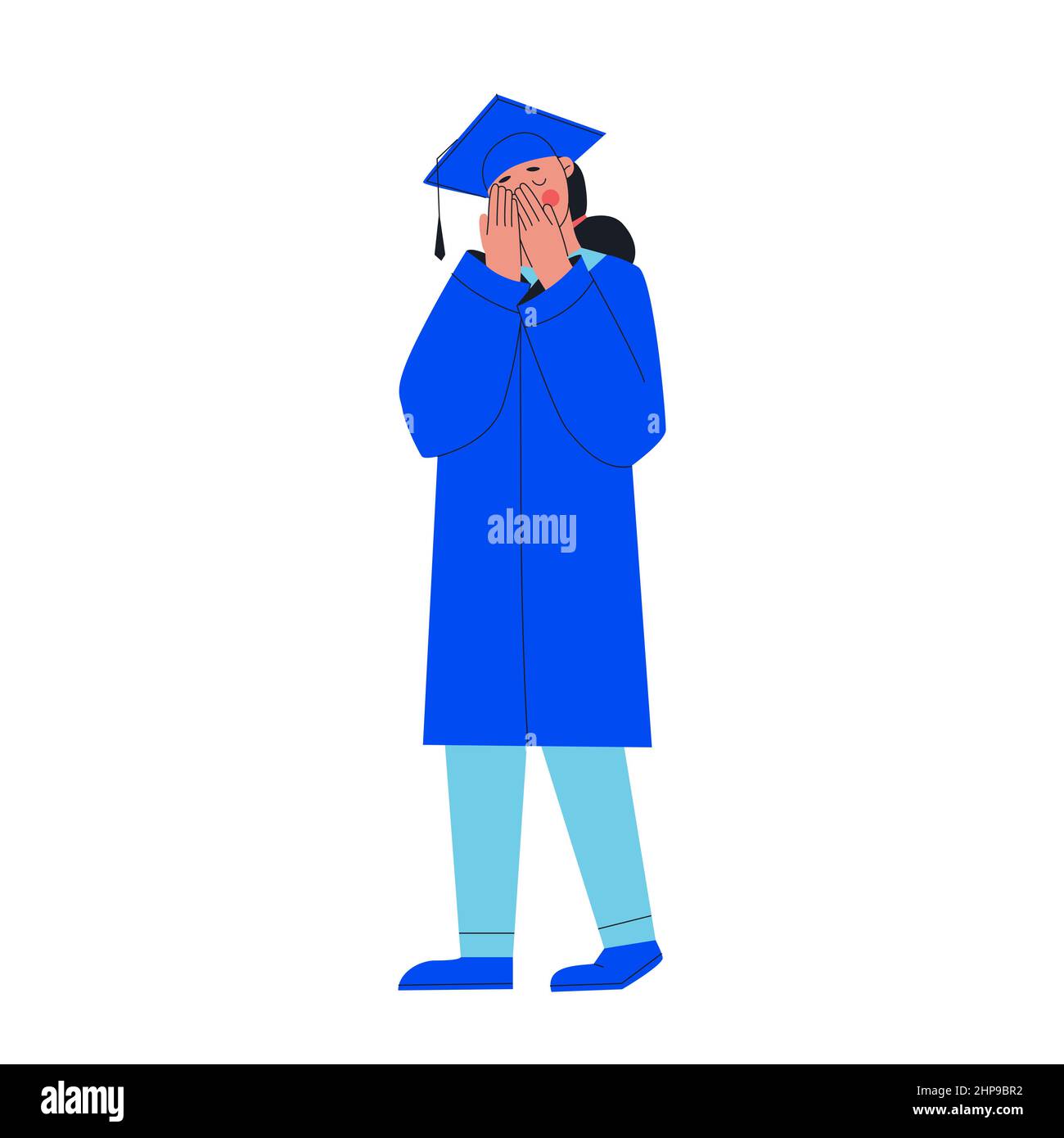 Teen girl in graduation gown Stock Vector Images - Alamy