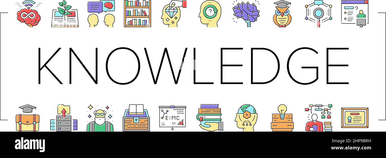 Knowledge And Mind Intelligence Icons Set Vector Stock Vector Image ...