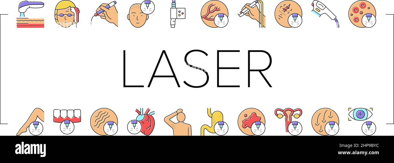 Laser Therapy Service Collection Icons Set Vector Stock Vector Image ...