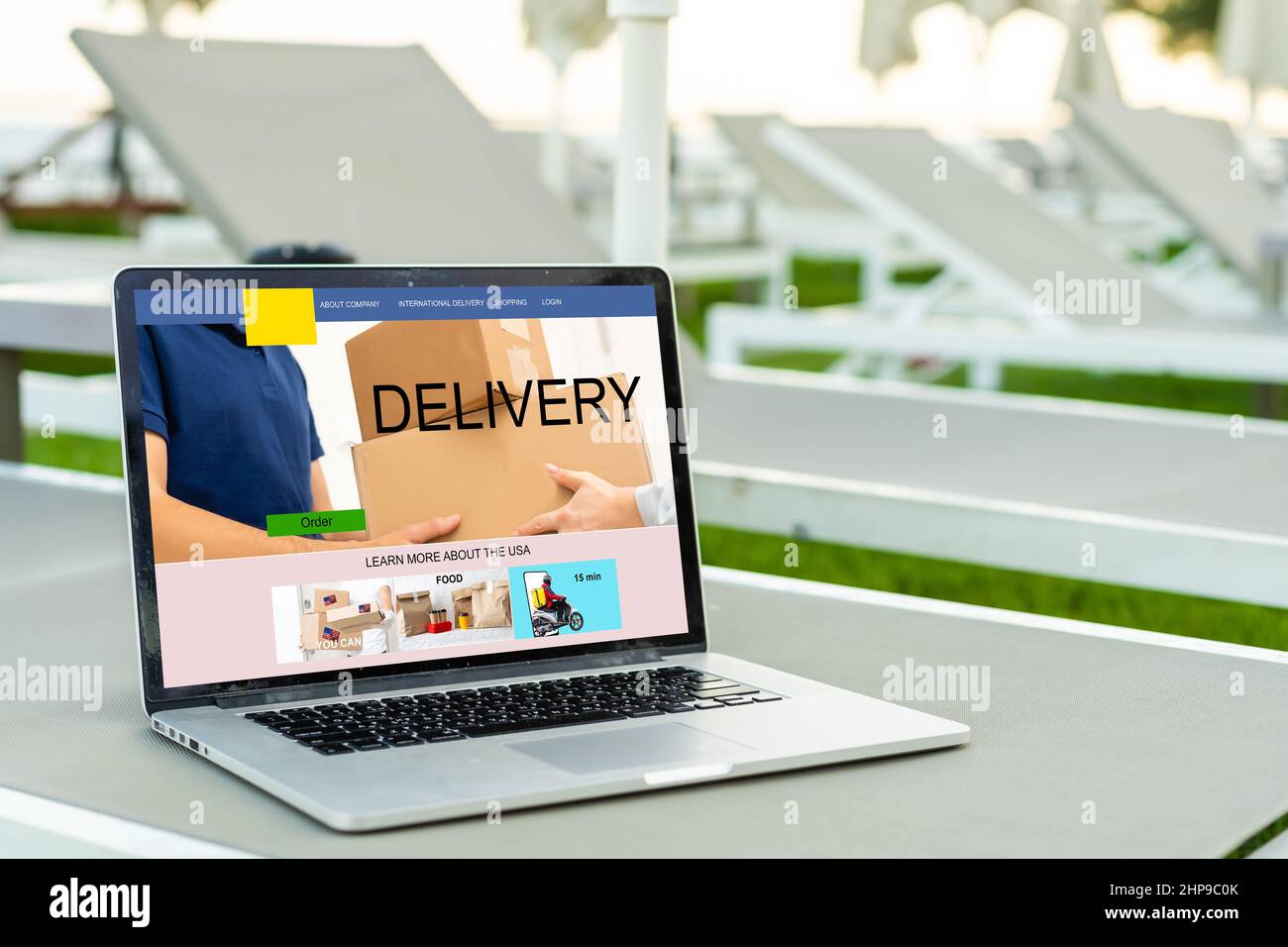 Laptop screen displaying a delivery tracking concept Stock Photo - Alamy