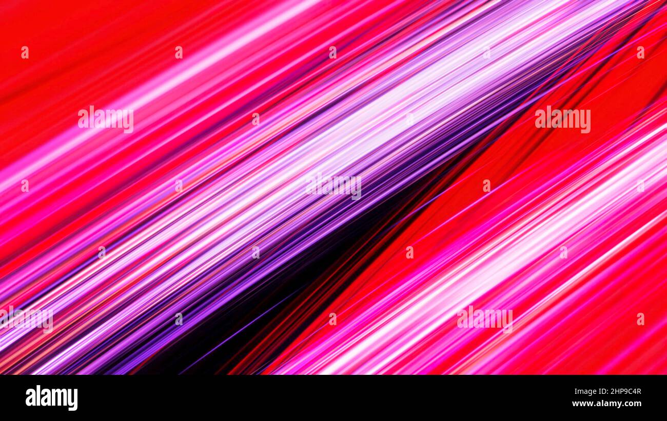 Abstract diagonal neon light rays changing color on black background ...