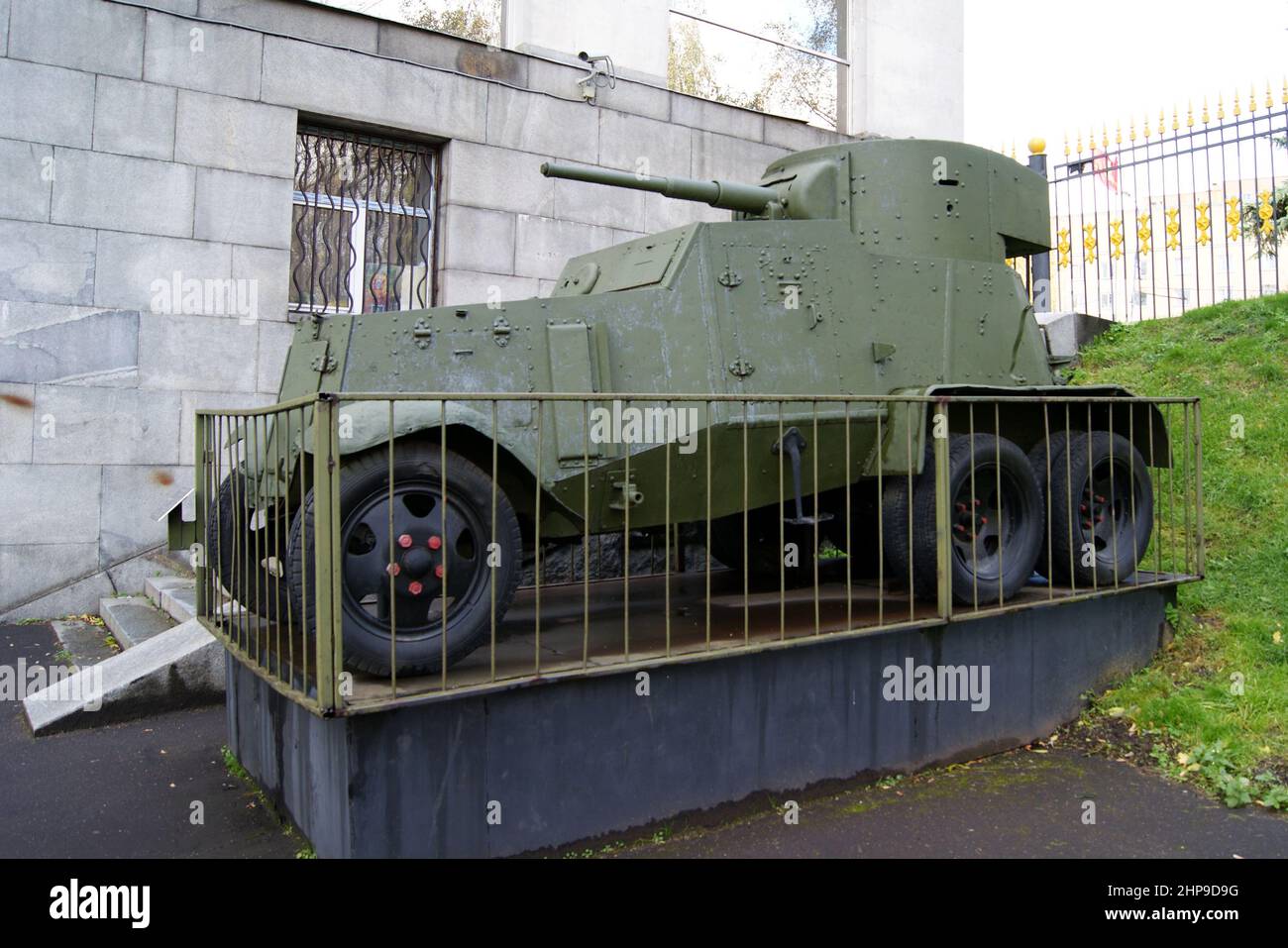 1930-s and 1940-s Red Army armored car BA-10, part of the open-air ...