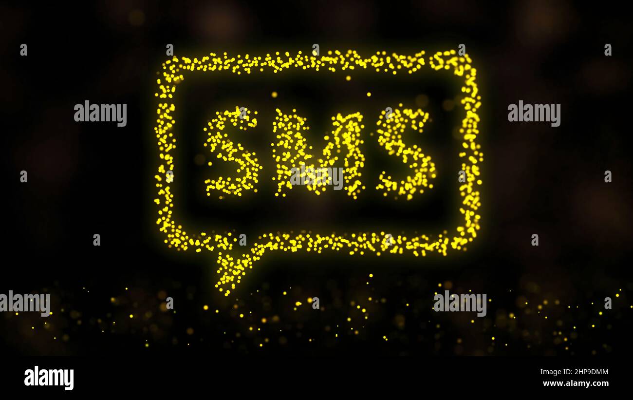 Animation of flying flickering particles form a mailing sign or message ...