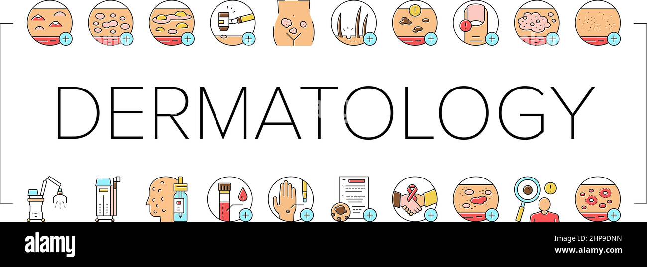 Dermatology Problem Collection Icons Set Vector Stock Vector Image ...