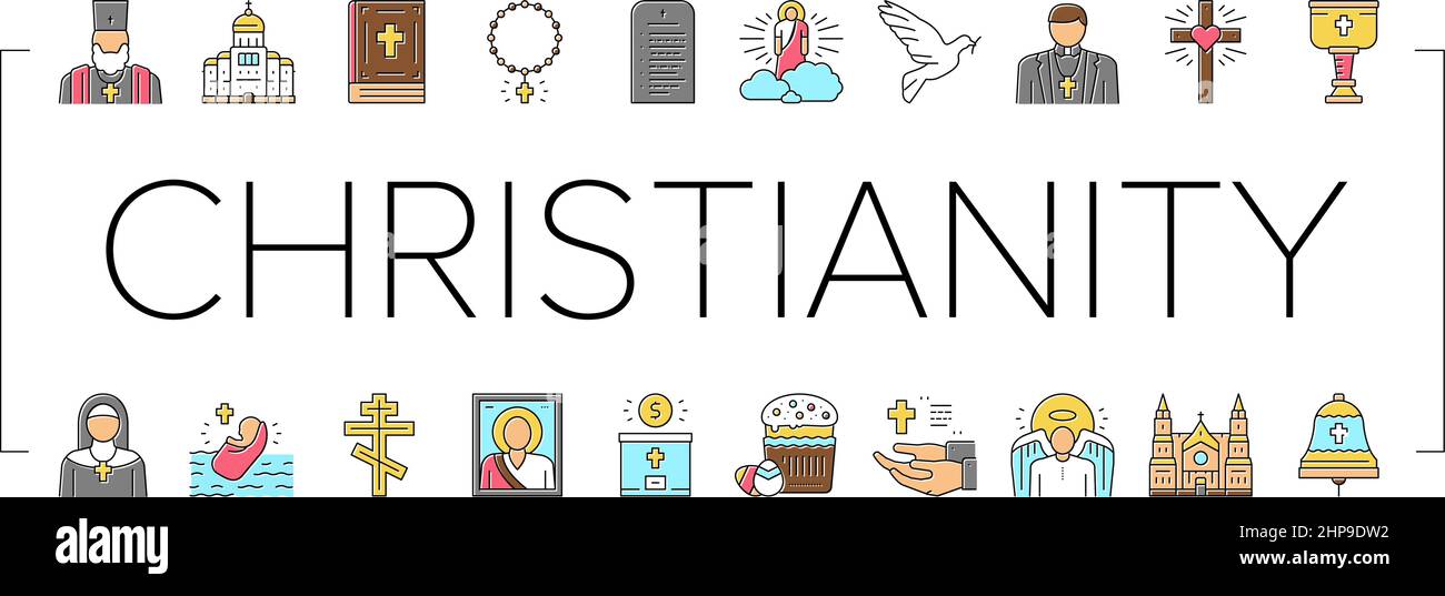 Christianity Religion Church Icons Set Vector Stock Vector Image & Art ...