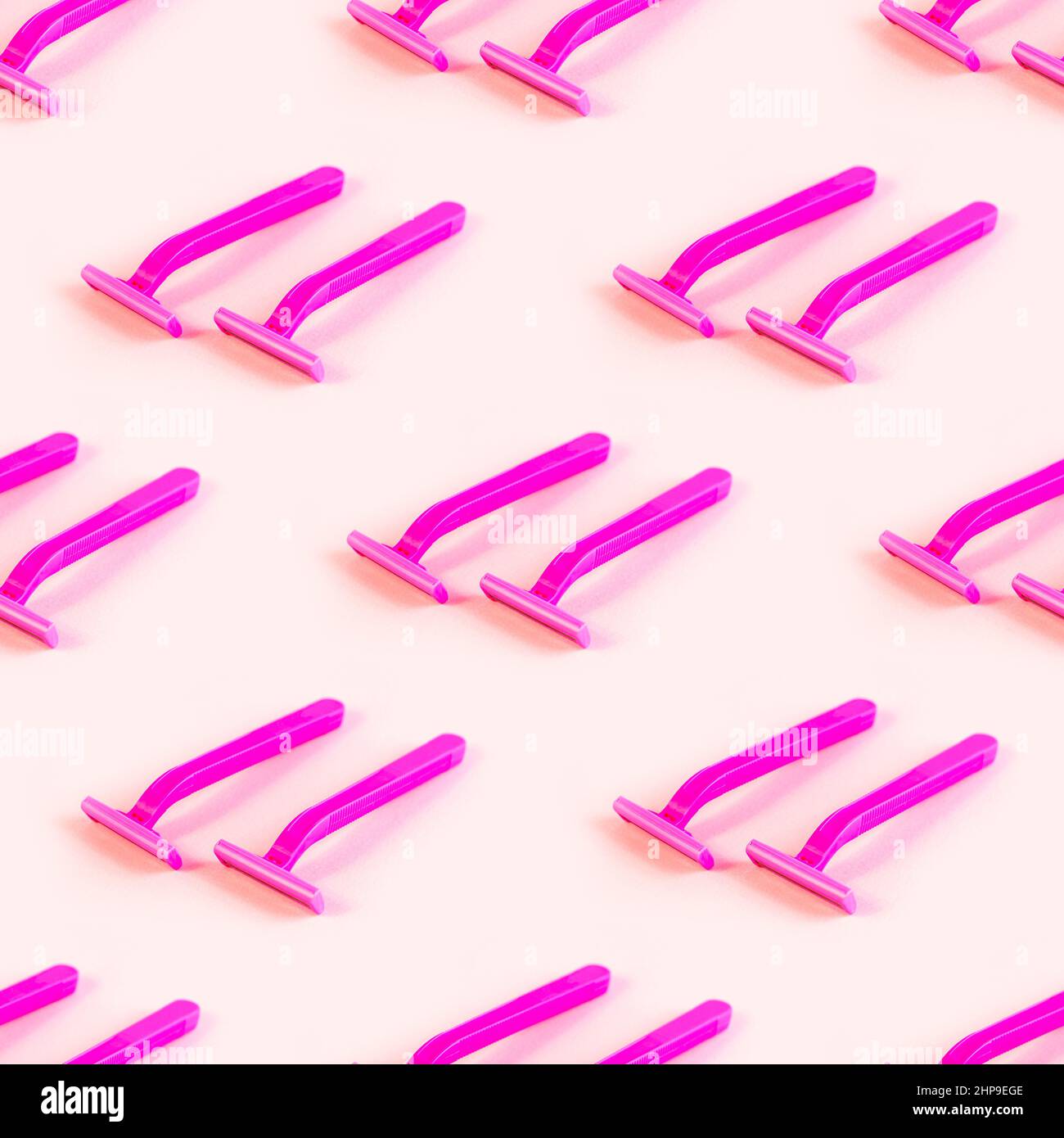 Pink disposable woman razor repeat seamless pattern on light pastel ...