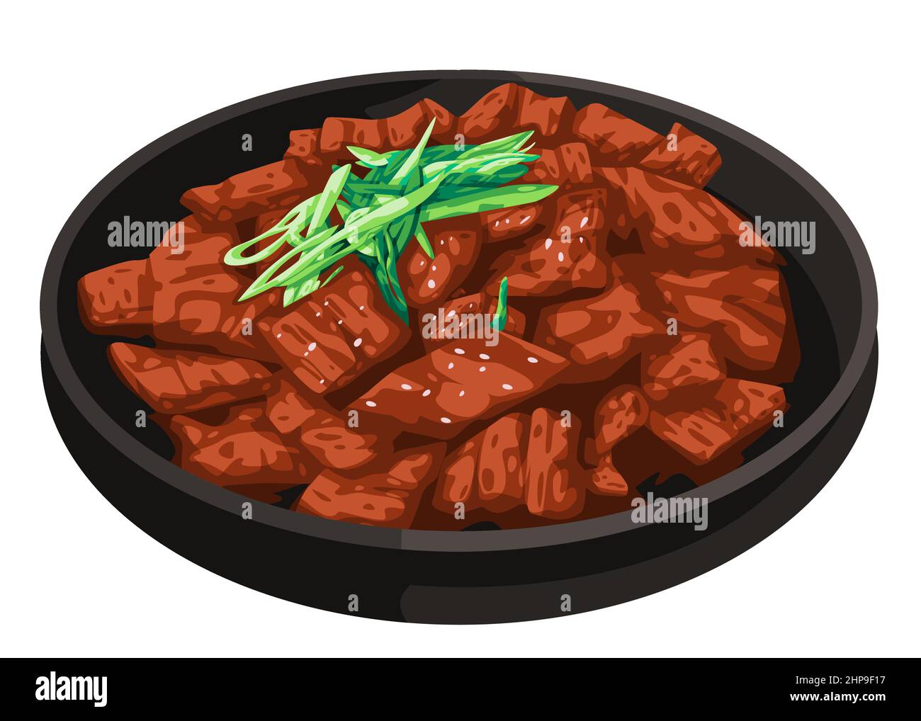 Bulgogi korean food drawing illustration of traditional cuisine grilled ...