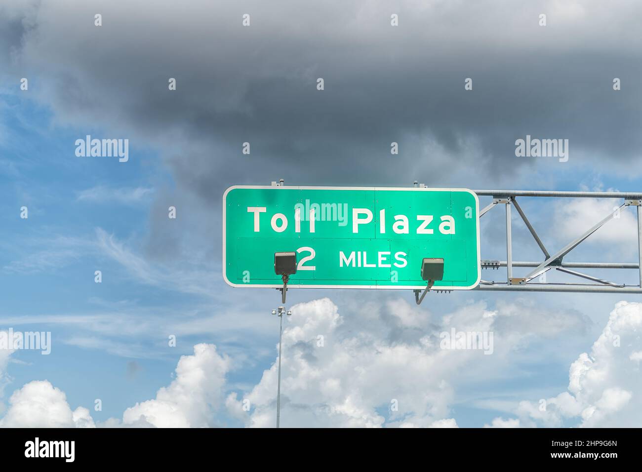 Sign for Toll Plaza in 2 miles lane for i75 interstate highway from ...