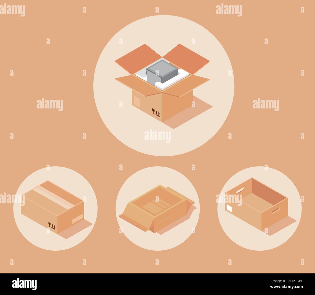 cardboard boxes icons Stock Vector Image & Art - Alamy