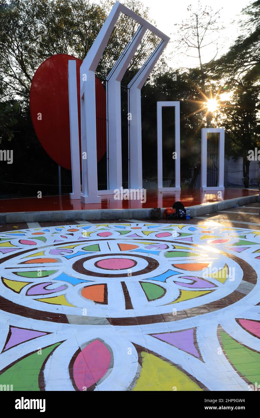 Dhaka, Bangladesh. 19th Feb, 2022. The Central Shahid Minar (language ...