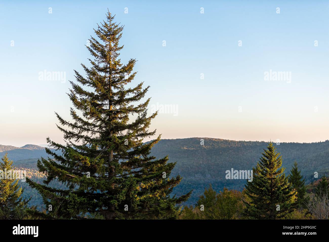 High angle aerial view on West Virginia mountains overlook with fall ...