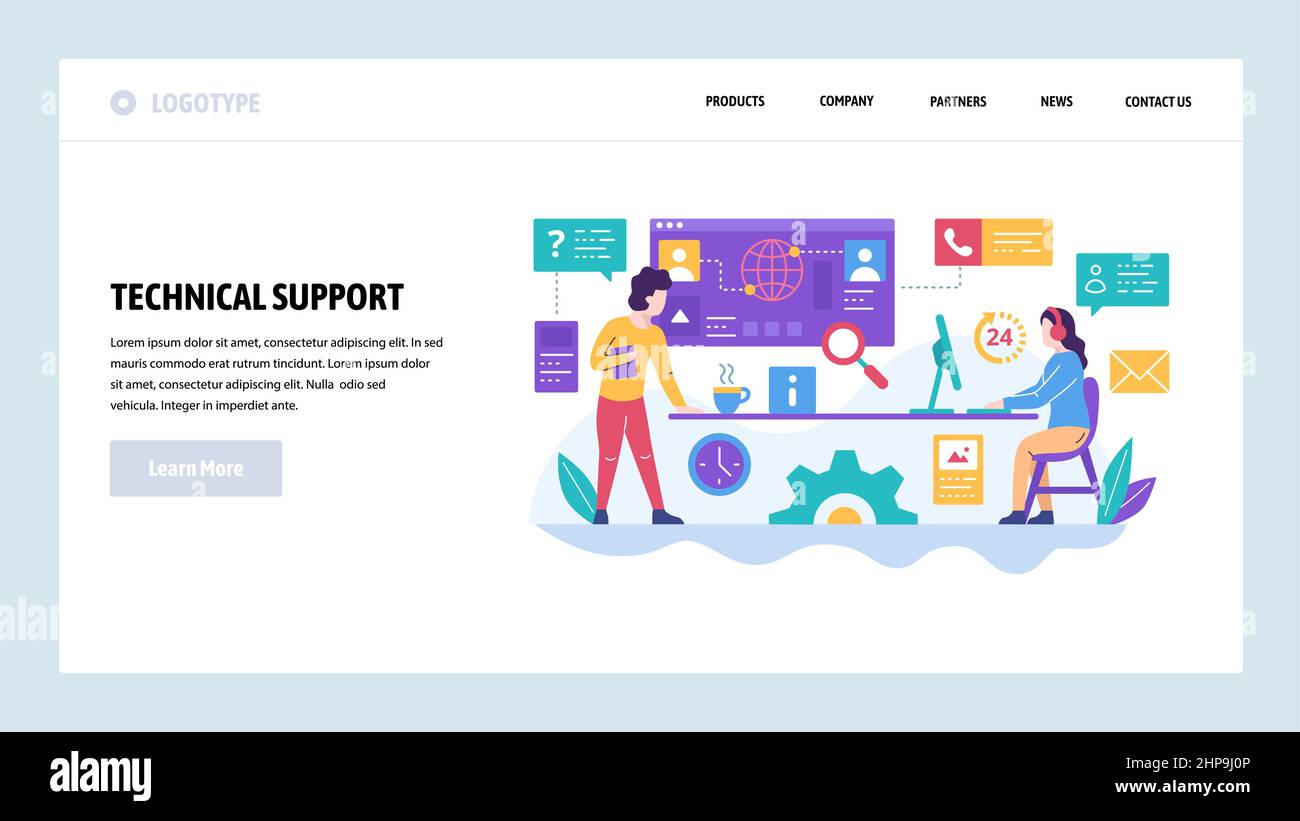 Vector web site design template. Call center and technical support ... Vector web site design template. Call center and technical support ...
