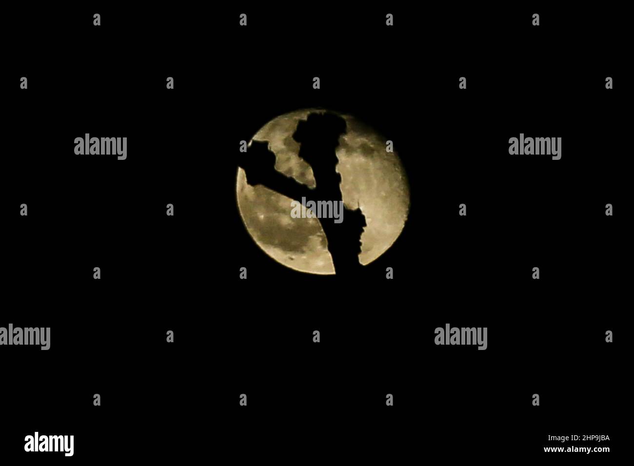 A February's Full Snow Moon rises in London. Native American tribes ...