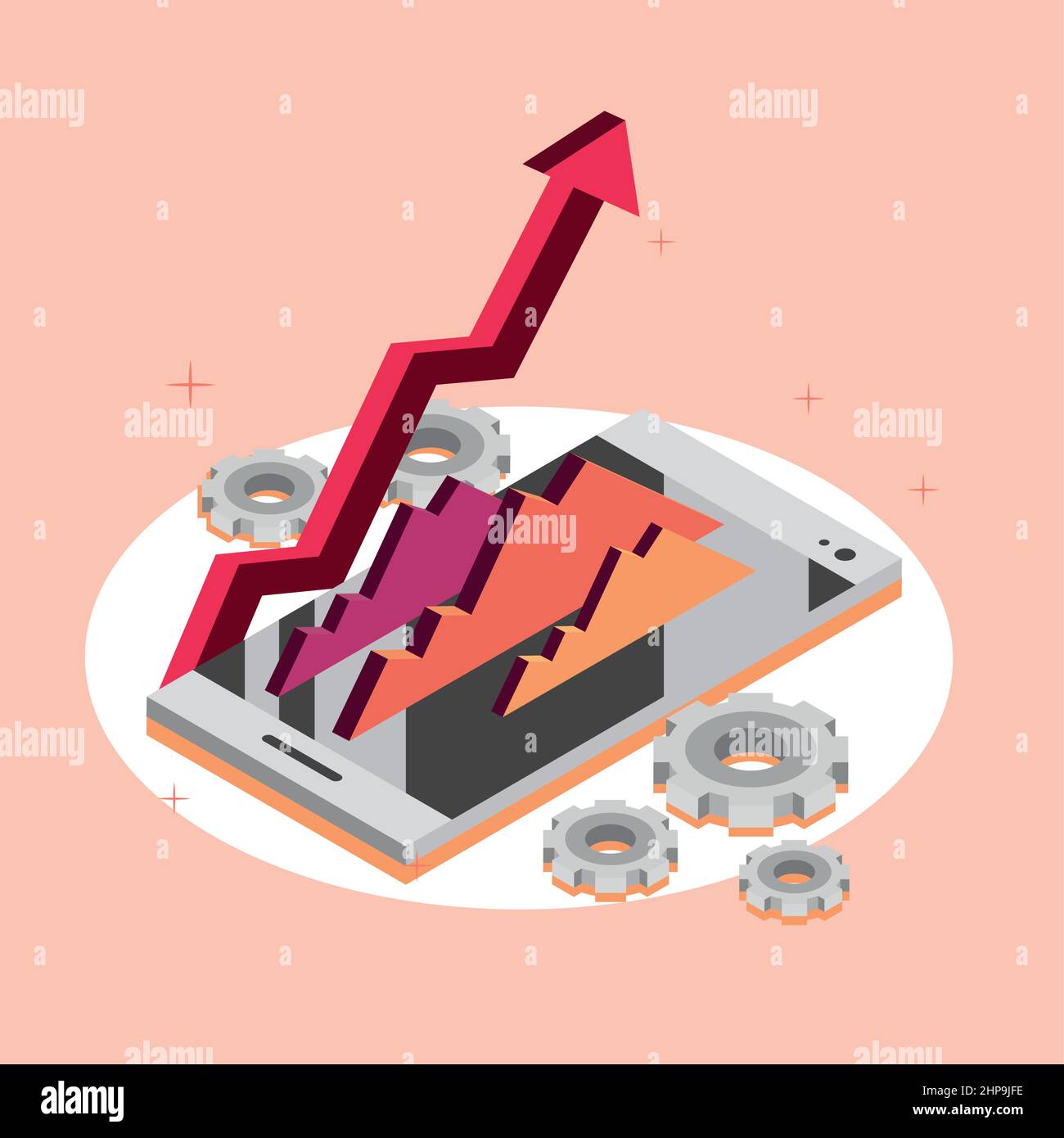 Statistics in smartphone isometric Stock Vector Images - Alamy